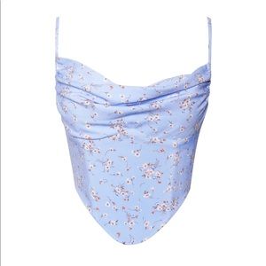 Miss Circle | Tops | Nora Light Blue Flora Corset Top | Poshmark
